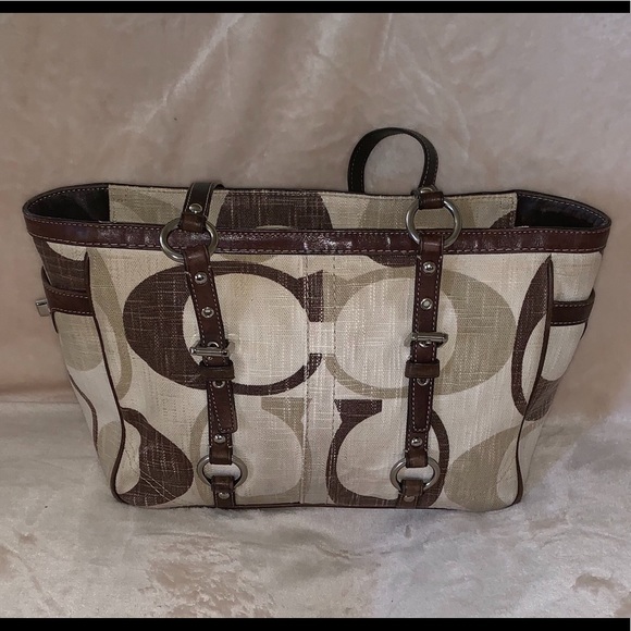 Coach | Bags | Coach Tonal Signature Gallery Tote Shoulder Bag | Poshmark